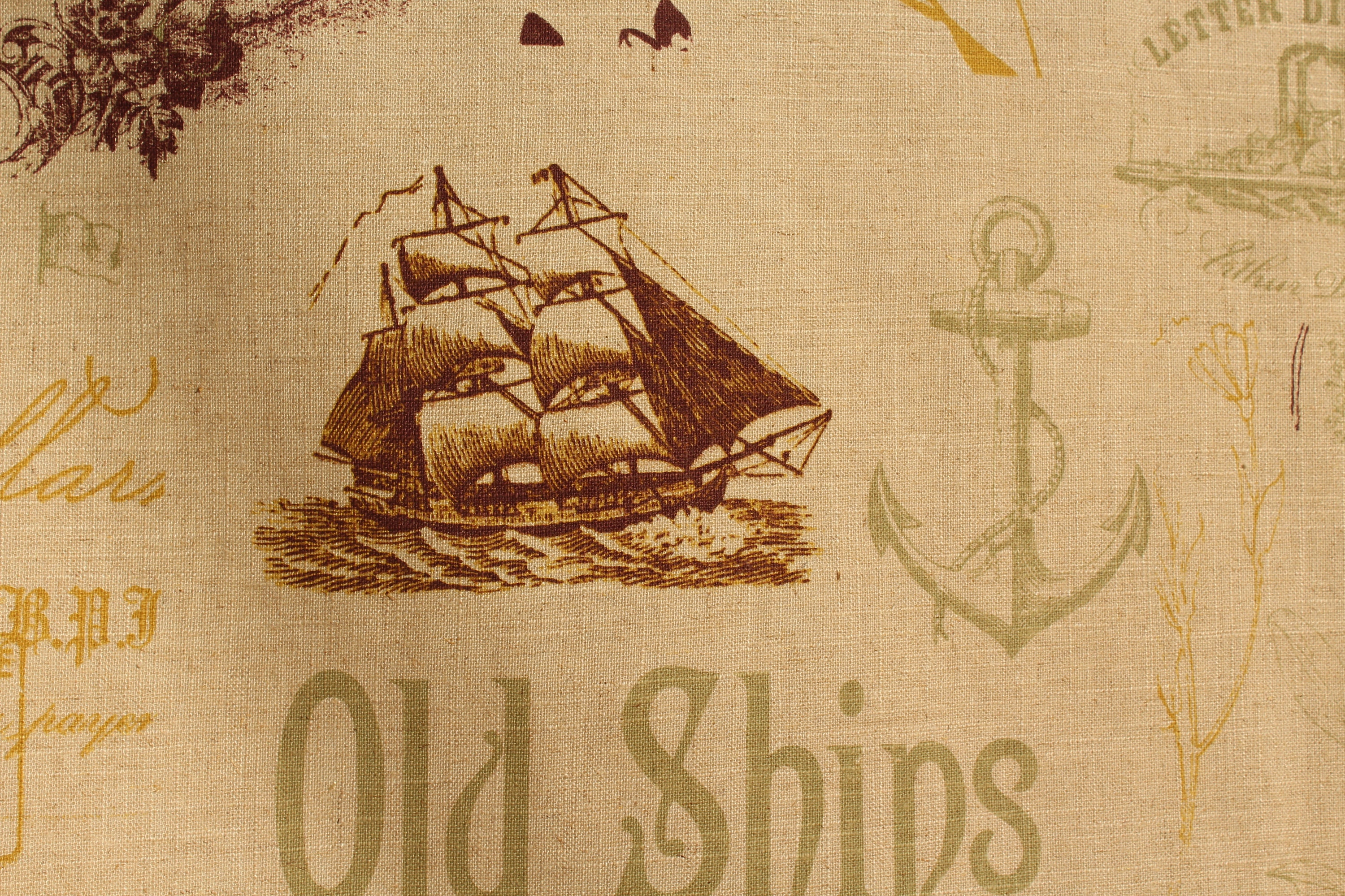 Old World Map Fabric Printed on Canvas for Upholstery & Curtains ...