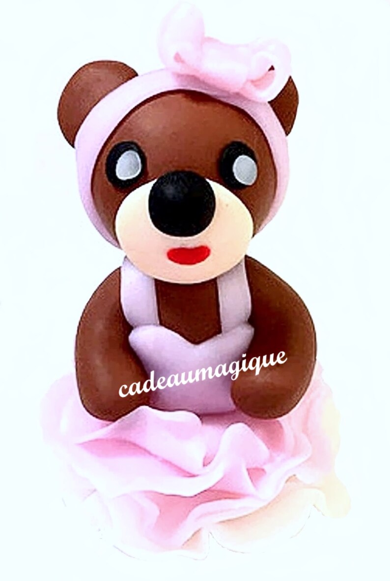 Fimo Figure Brown Bear in Pink Tutu: Deco Gift Little Girl - Etsy