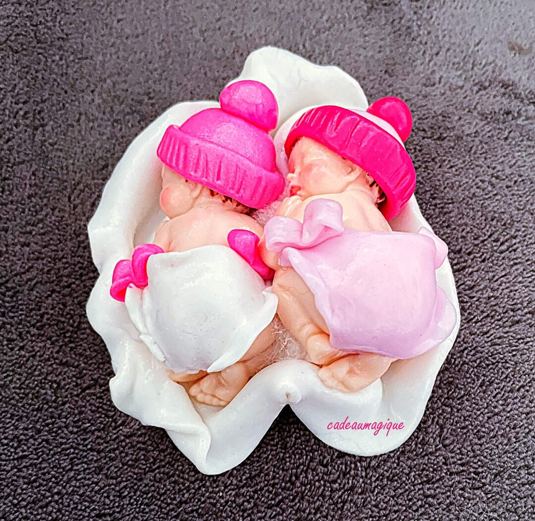 Duo of Baby Girl in Fimo for Birth Twins - Etsy