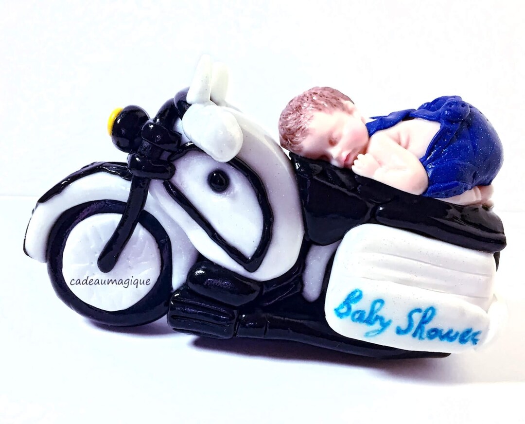 Baby Biker on Black and White Motorcycle in Fimo: Table Decorations - Etsy