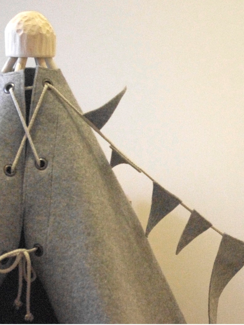 Grey Teepee Tent for Kids From Wool With Poles and Mat - Etsy