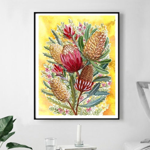 Australian Native Flowers Art Print Australiana Watercolor - Etsy