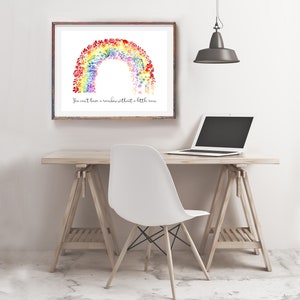Rainbow Art Print, Colourful Flowers Watercolour Painting, You Can't ...