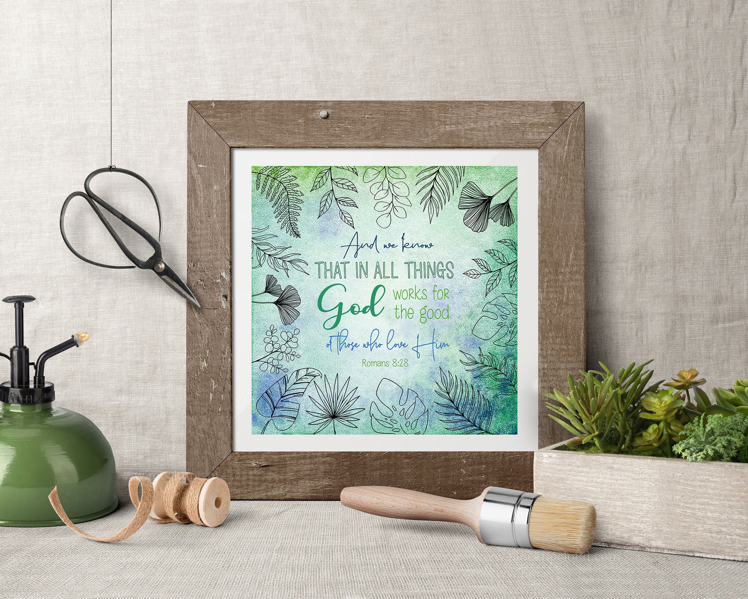 In All Things God Works for Good, Bible Quote Art Print, Scripture ...