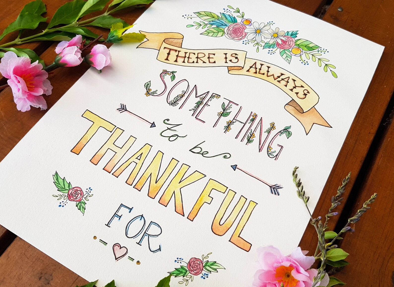 Thankful Original Watercolour Painting, There is Always Something to Be ...