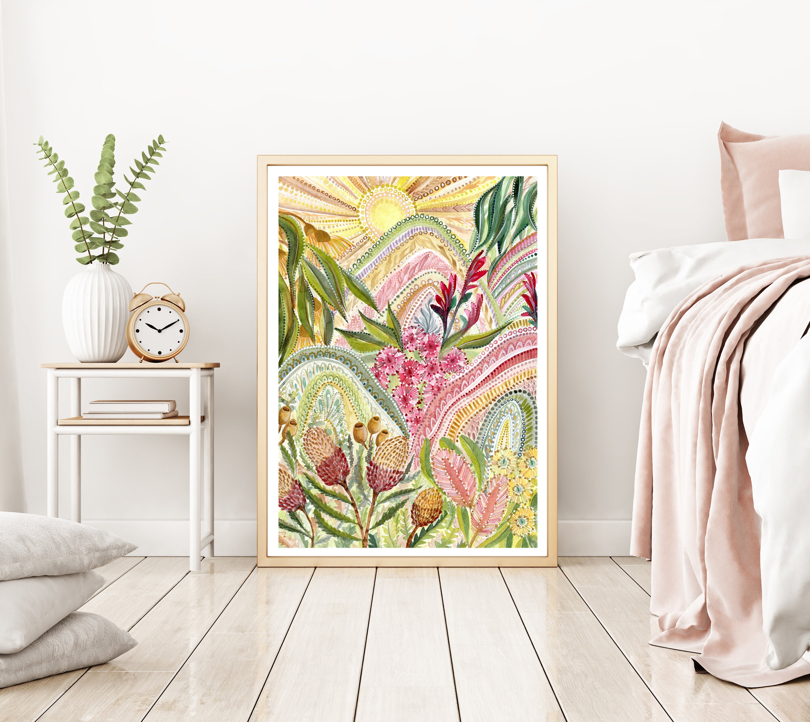 Abstract Art Print Australian Flowers and Rainbows Wall - Etsy Australia