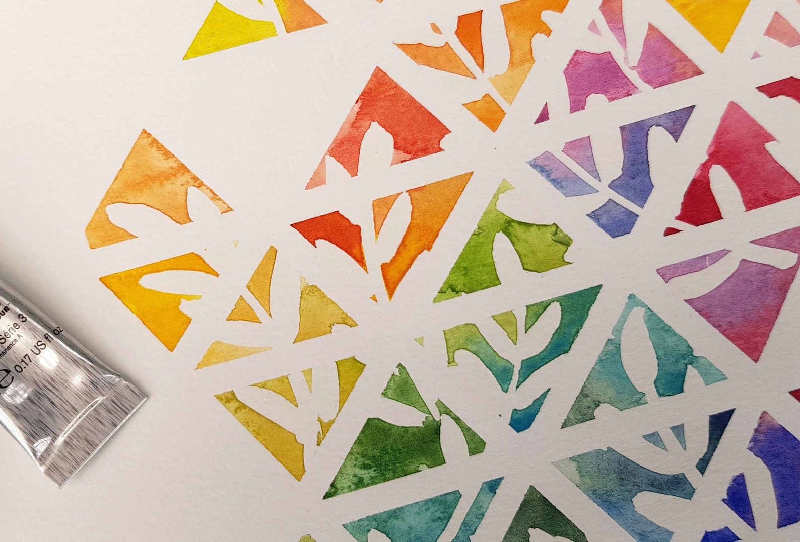 Colourful Rainbow Triangles Original Watercolour Painting - Etsy