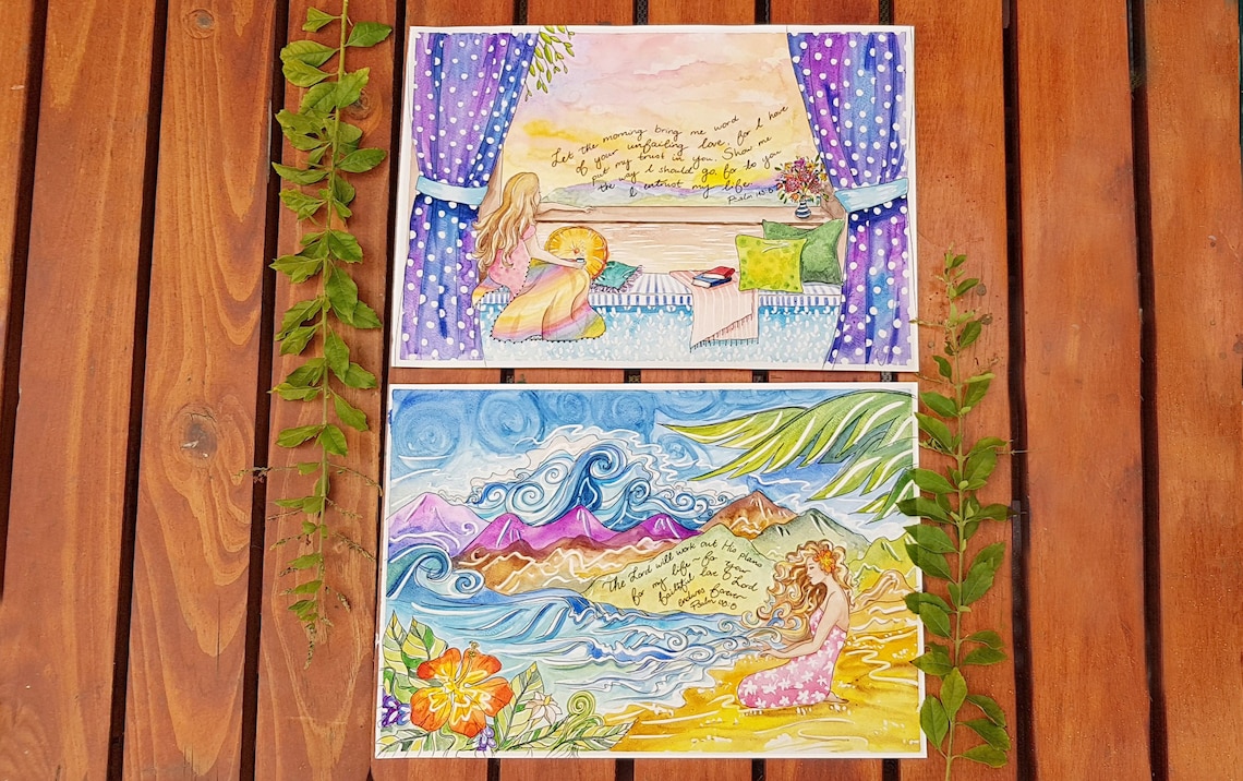 Bible Quotes Original Paintings / Scripture Wall Art Pair / - Etsy ...