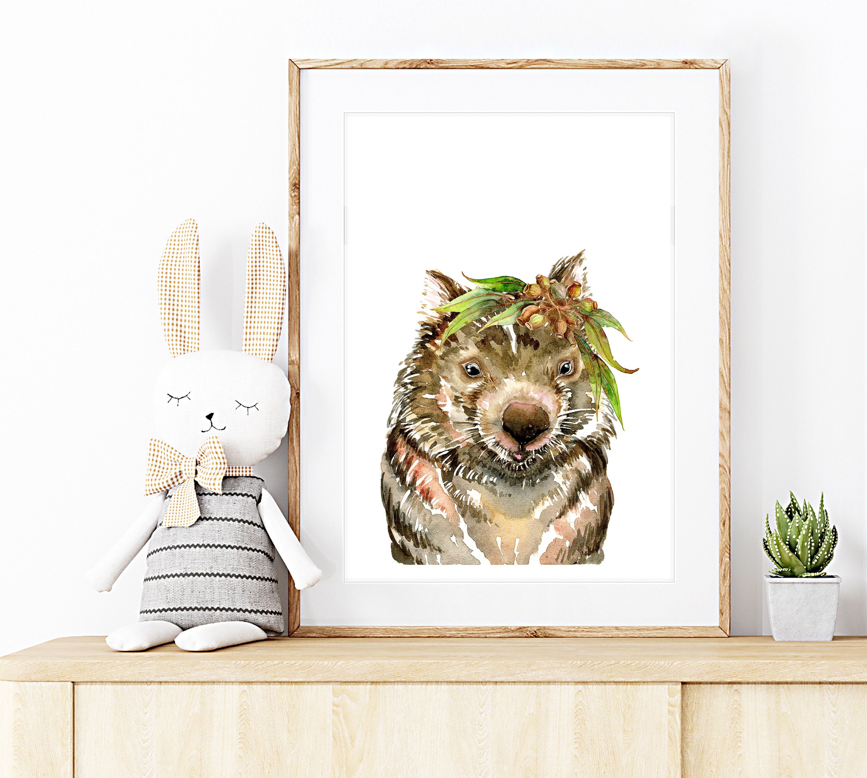Wombat Art Print Watercolour Painting Australian Animal Girl | Etsy