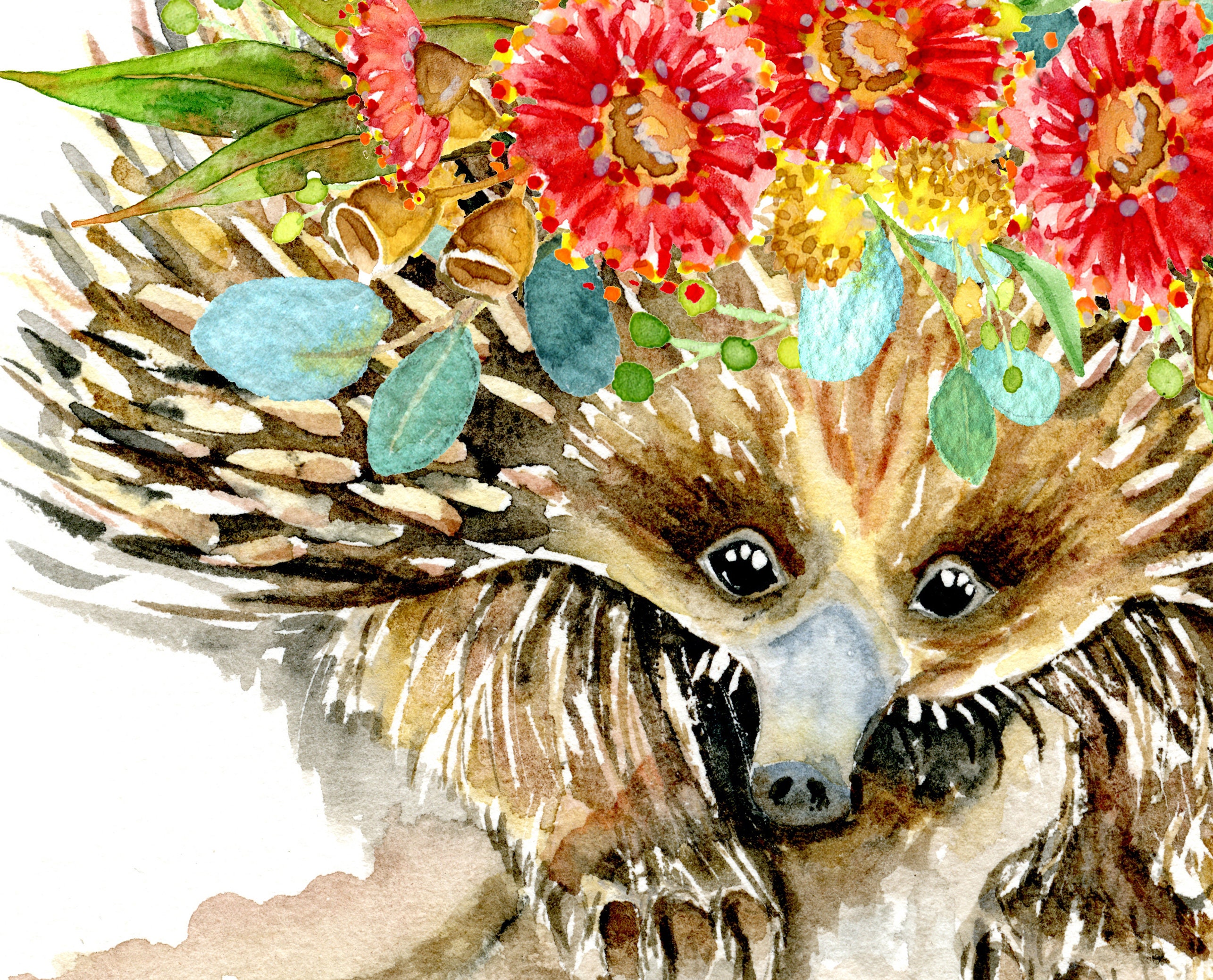 Australian Animals Watercolour Prints Set of 4. Flower Crown - Etsy