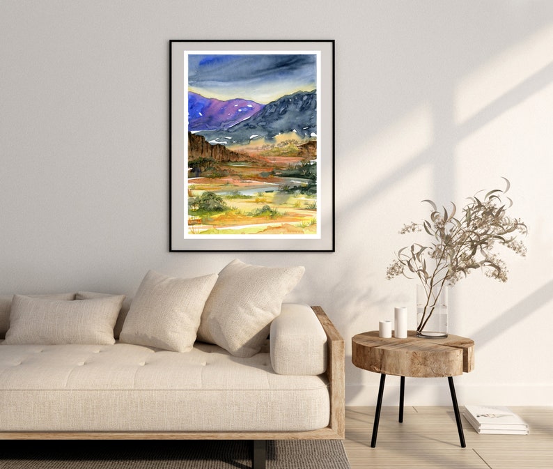 Australian Outback Watercolour Print. Modern Landscape Art Print ...