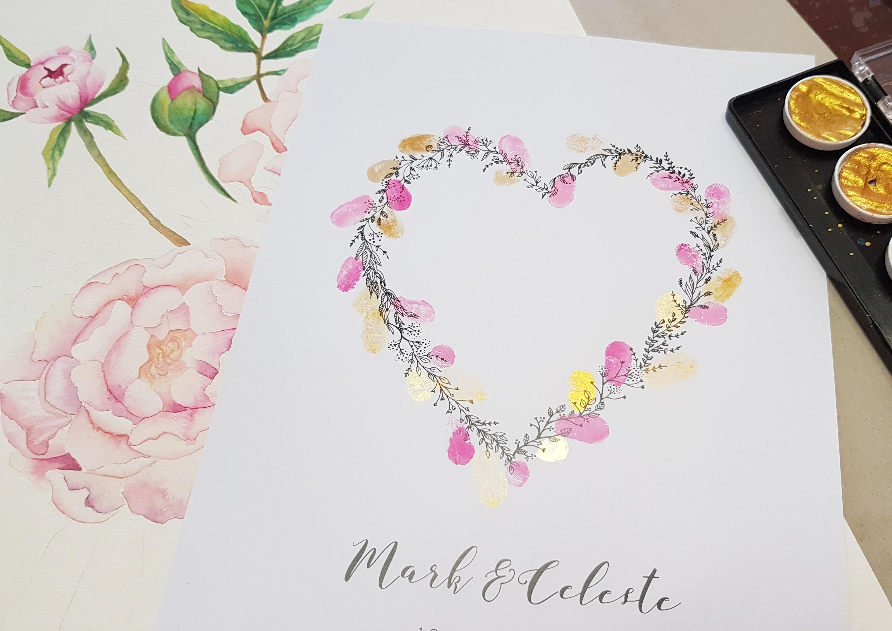 Fingerprint Guest Sign Heart Art, Wedding Sign-in, Guest Book ...