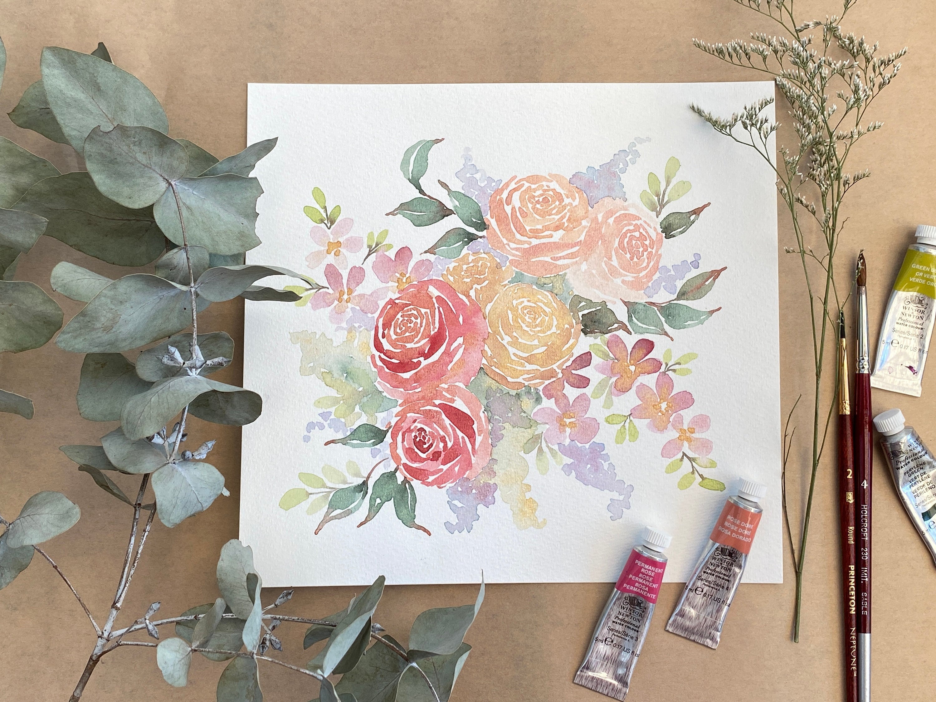 Simple Pink Rose Painting