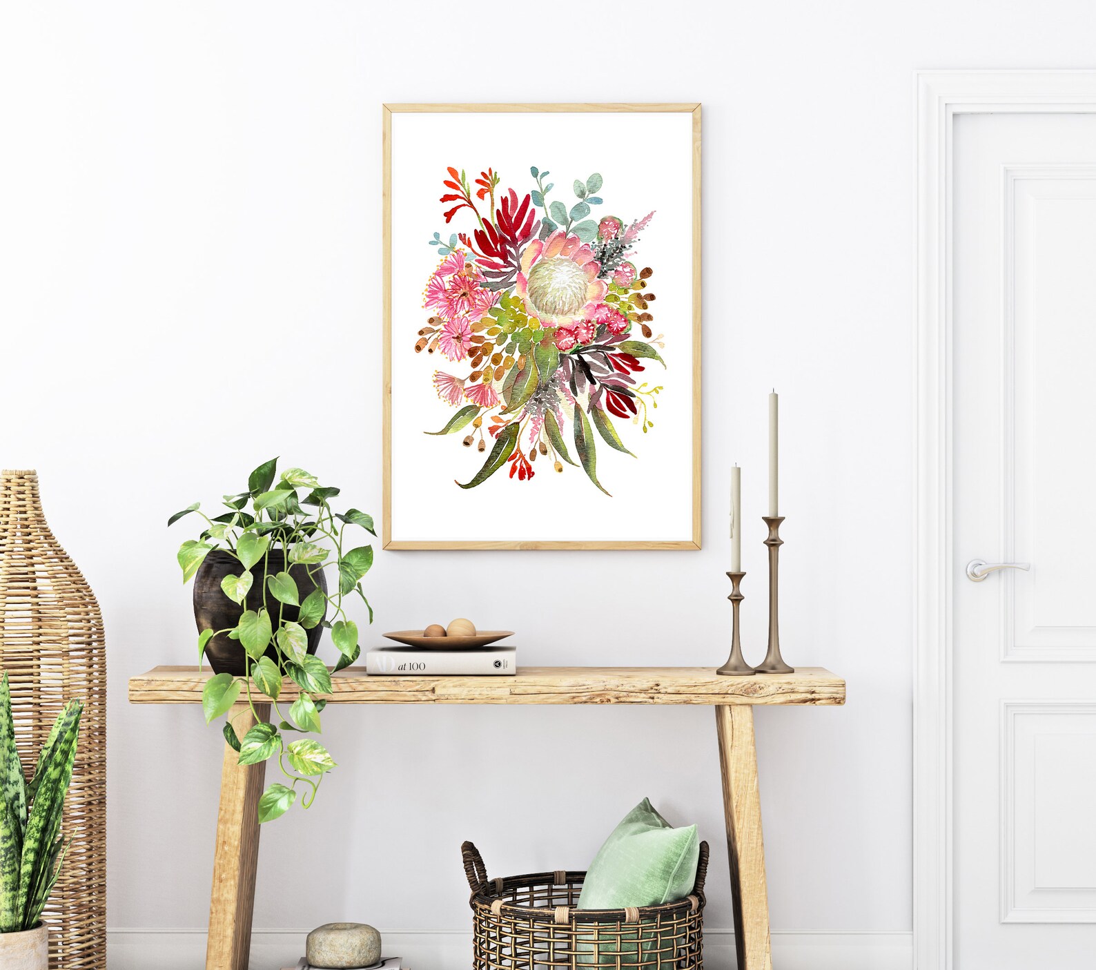 Australian Flowers Art Print, Native Aussie Flora Wall Decor, Protea ...