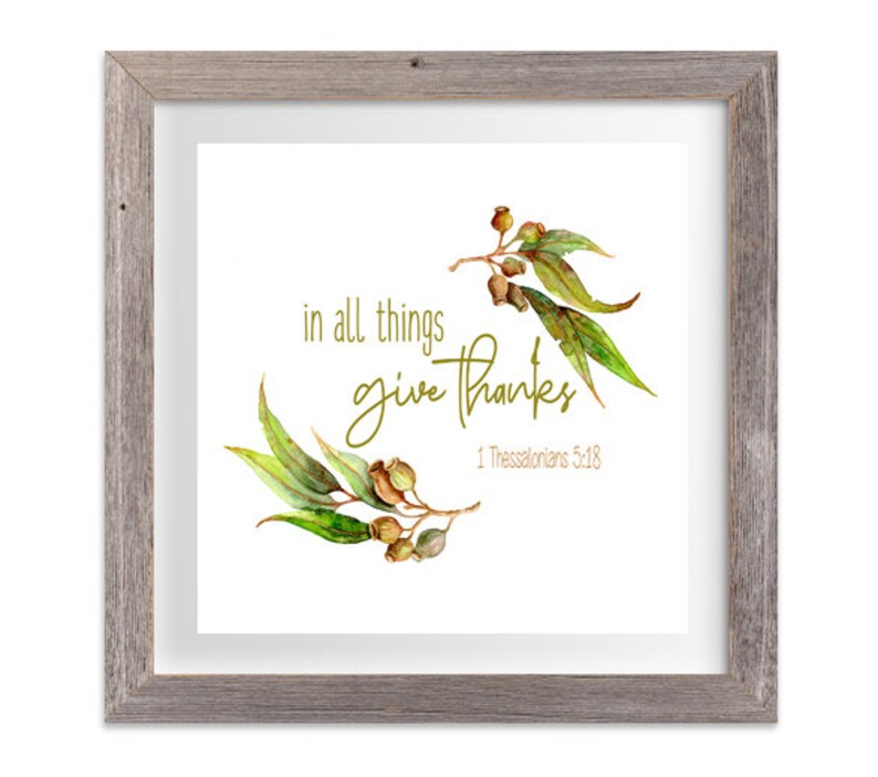 Bible Verse Art Print in All Things Give Thanks Thankfulness - Etsy