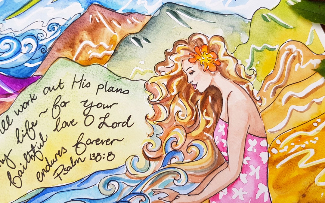 Bible Quotes Original Paintings / Scripture Wall Art Pair / Psalms ...