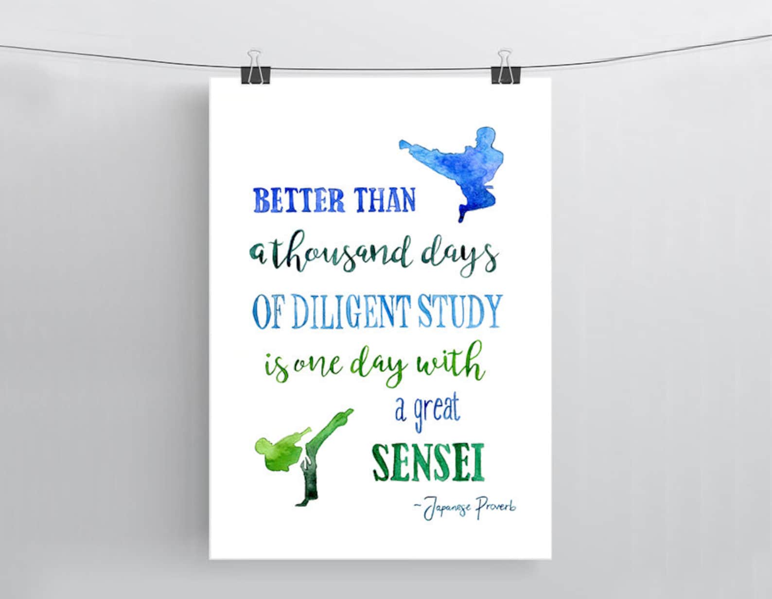Sensei Gift, Art Print, Karate Teacher Gift, Japanese Proverb ...