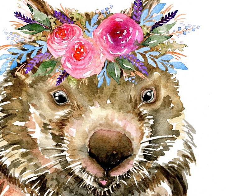 Australian Native Animals With Pink Flower Crowns Art Prints - Etsy ...