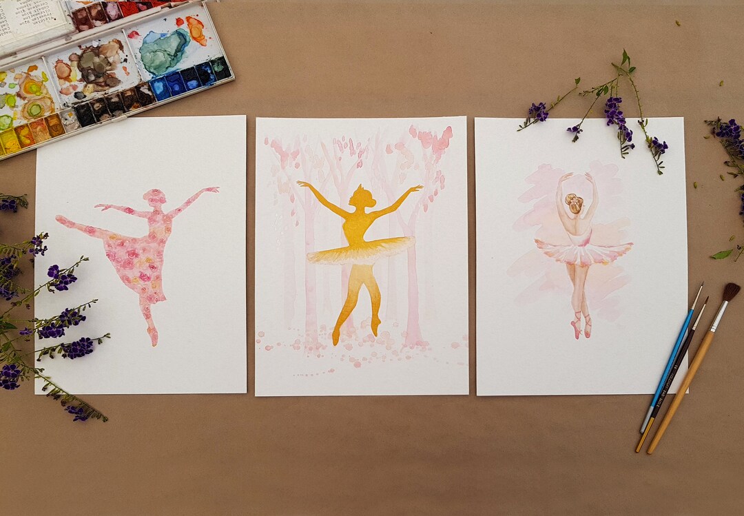 Ballet Dancers ORIGINAL Art, Watercolour Painting, Handpainted A4 Girls ...