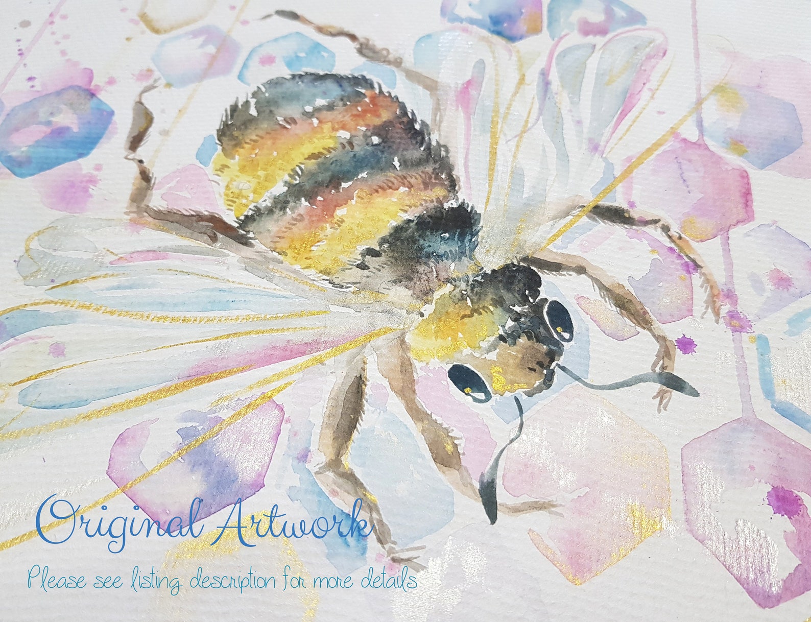 Bee Art Print Watercolour Painting Insect Colourful Modern | Etsy