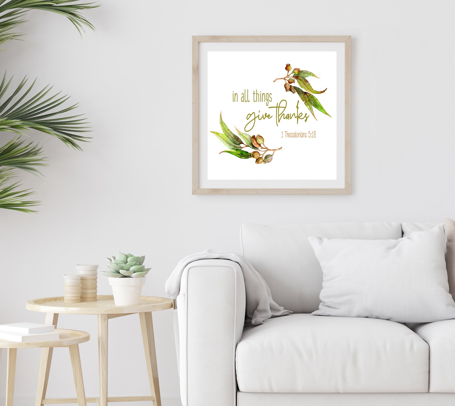 Bible Verse Art Print, in All Things Give Thanks, Thankfulness Quote 1 ...