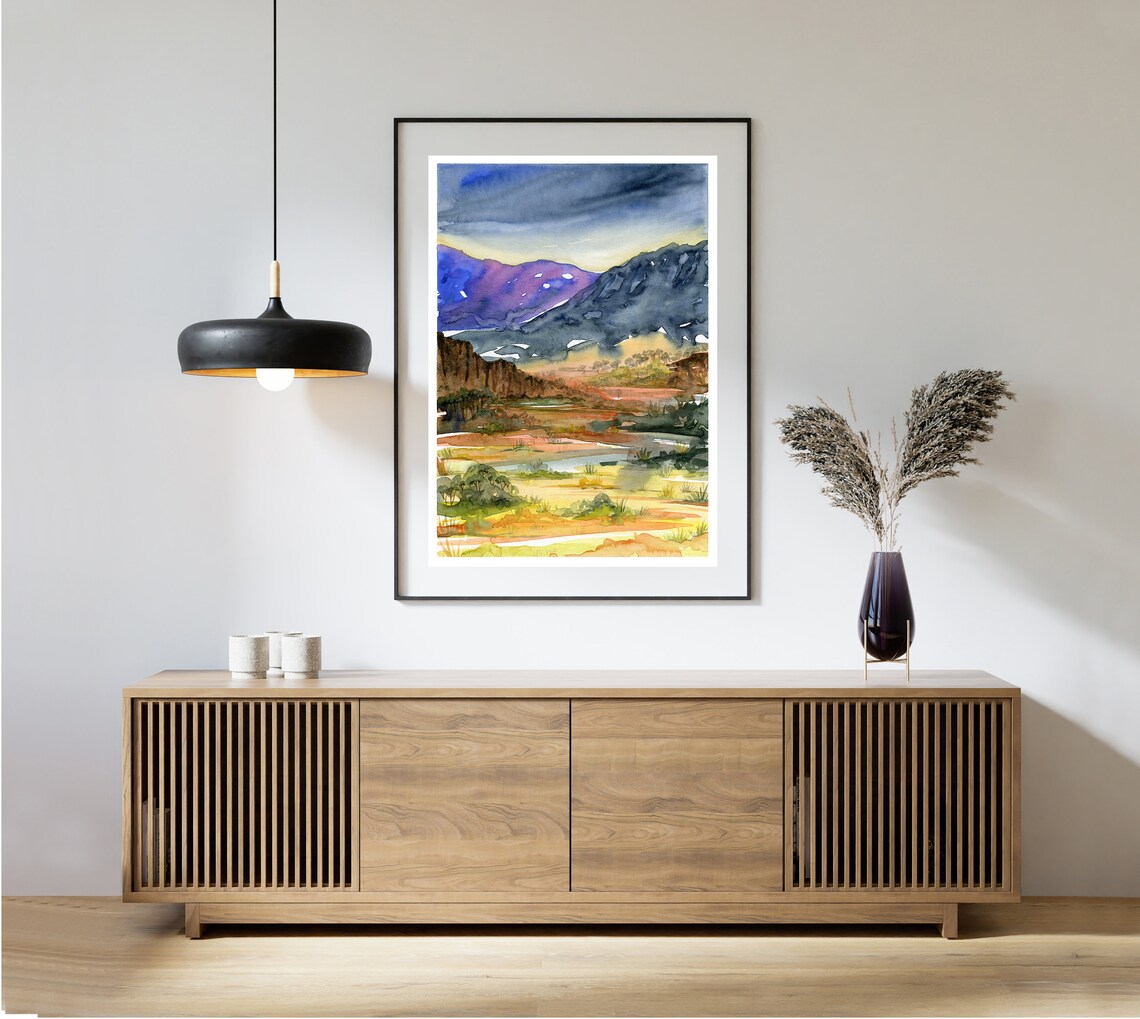 Australian Outback Watercolour Print. Modern Landscape Art Print ...