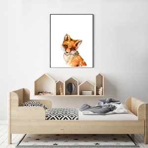 Fox With Sunflower Crown Art Print, Floral Wreath Painting, Nursery ...