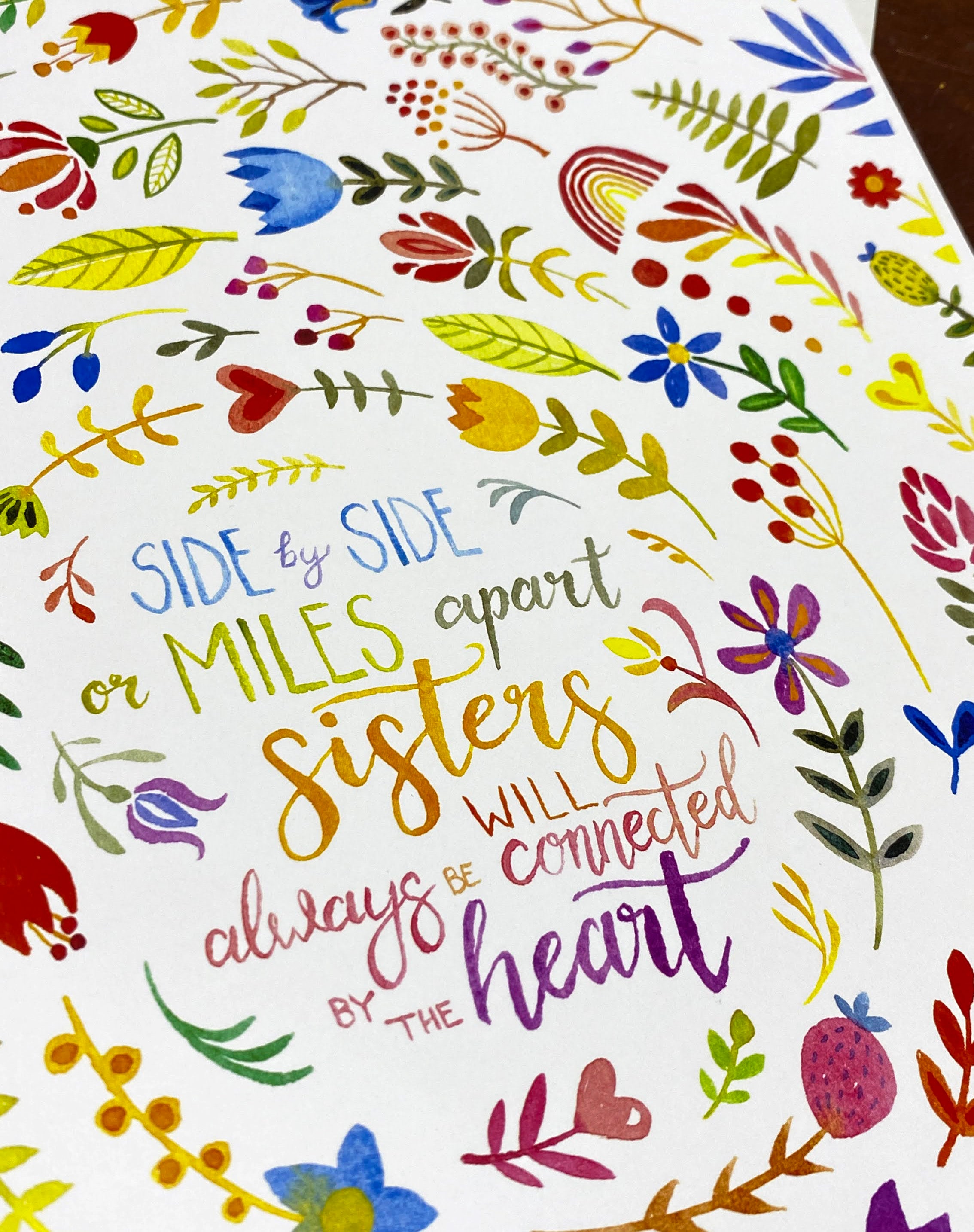 Sisters Quote Art Print gift for sister decor Floral | Etsy