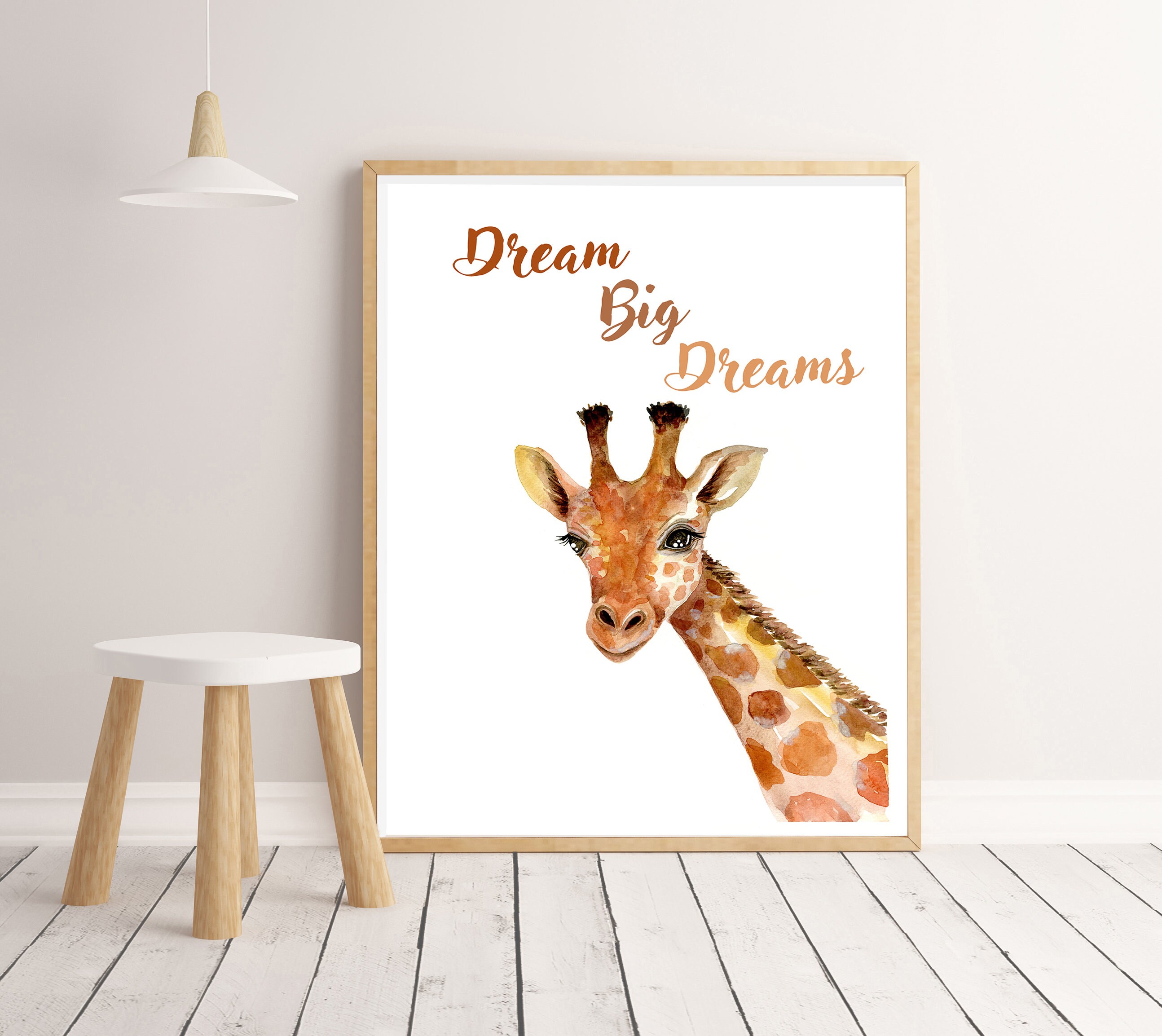 Giraffe Art Print Wild and Free or Dream Big Dreams Quotes | Etsy