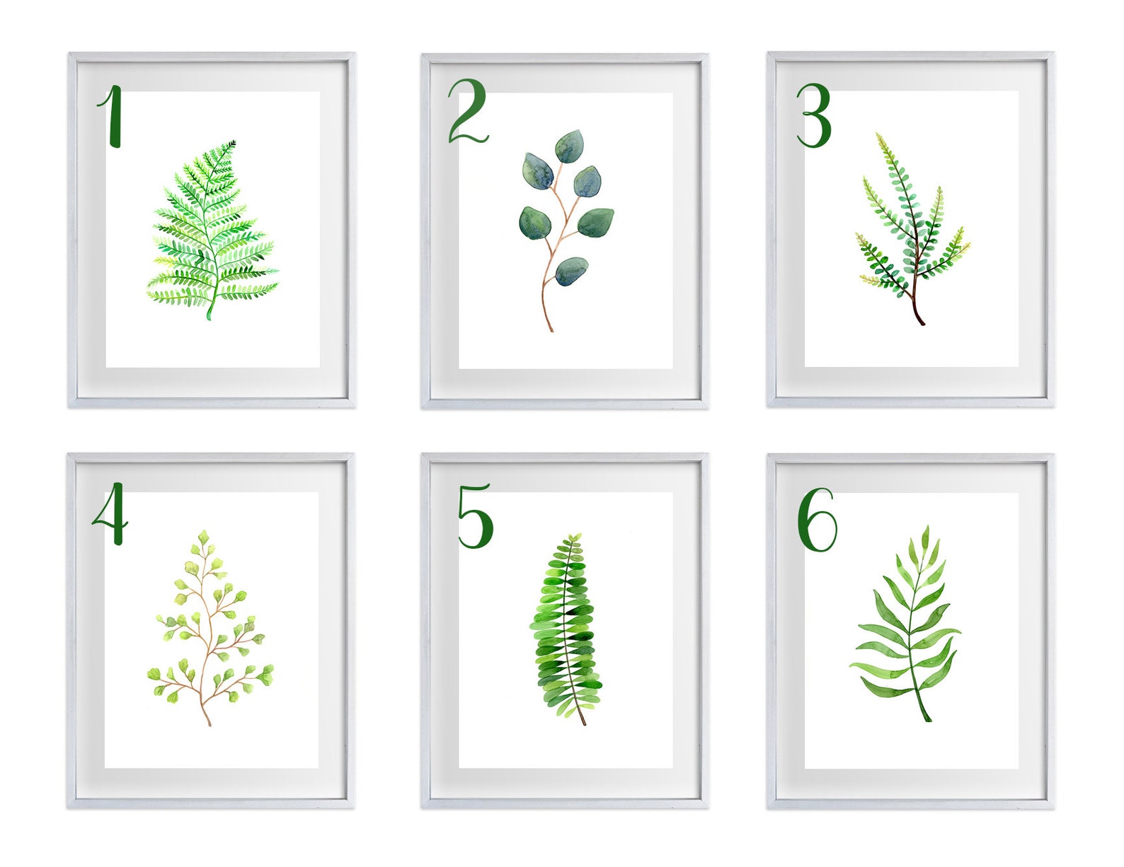 Leaf Botanical Pair of Art Prints / Hamptons Wall Art / Green Office ...