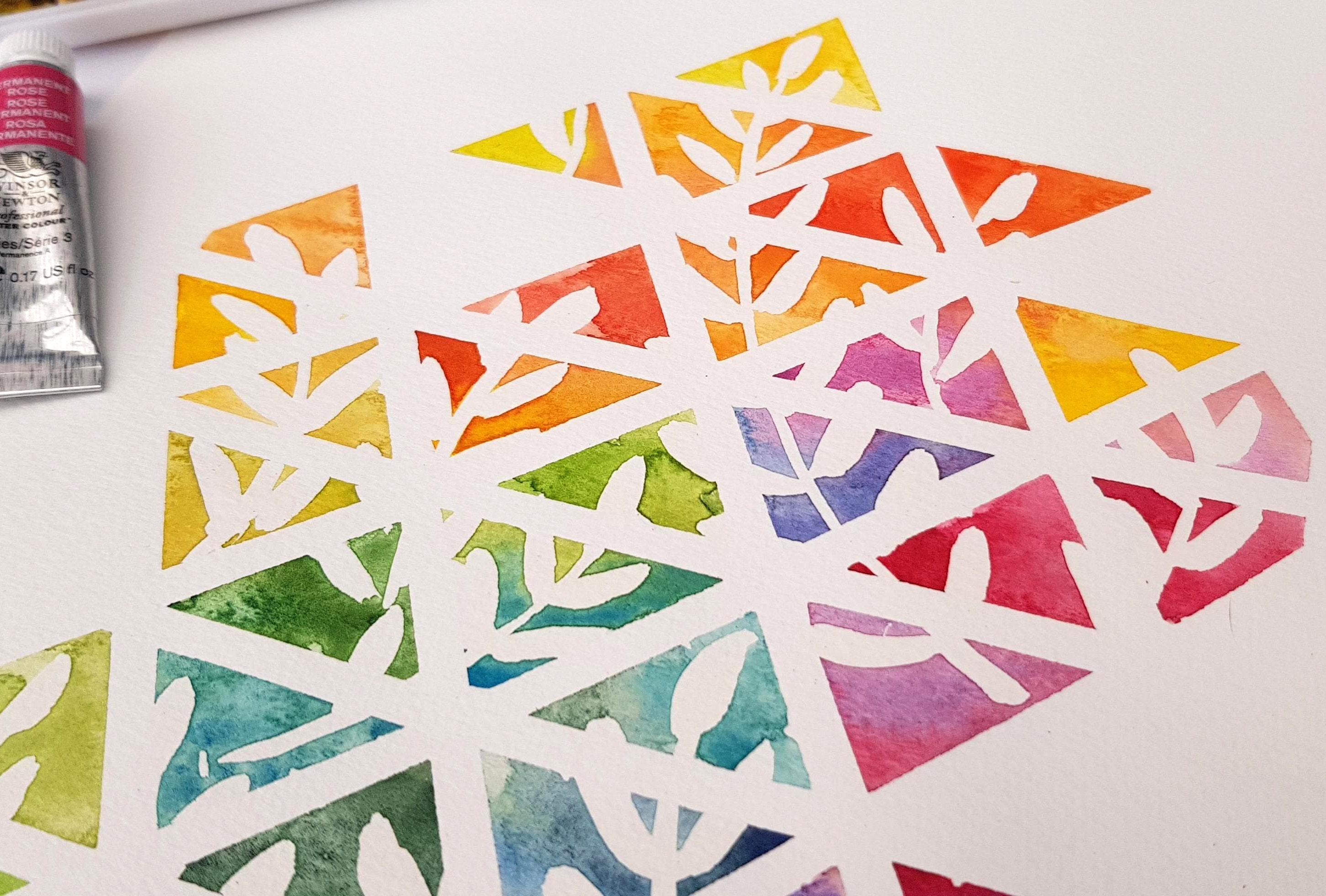 Colourful Rainbow Triangles Original Watercolour Painting - Etsy
