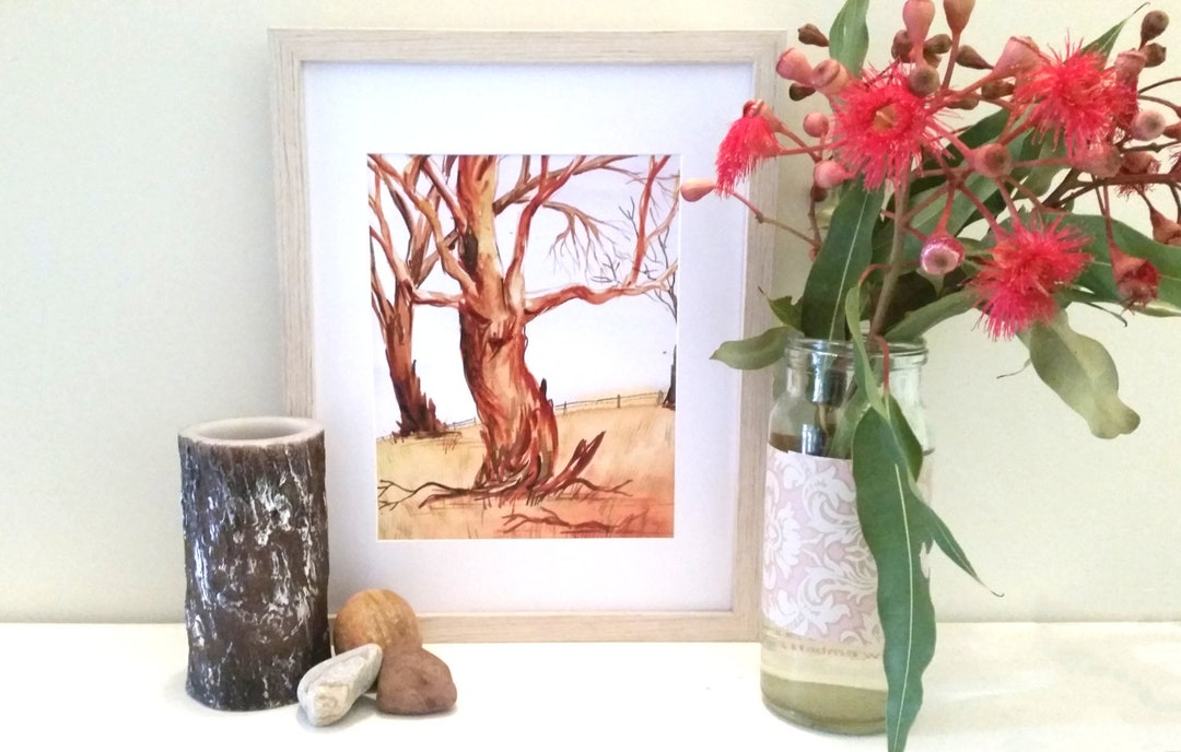 Gumtree Watercolour Art Print, Wall Print, Australian Landscape ...