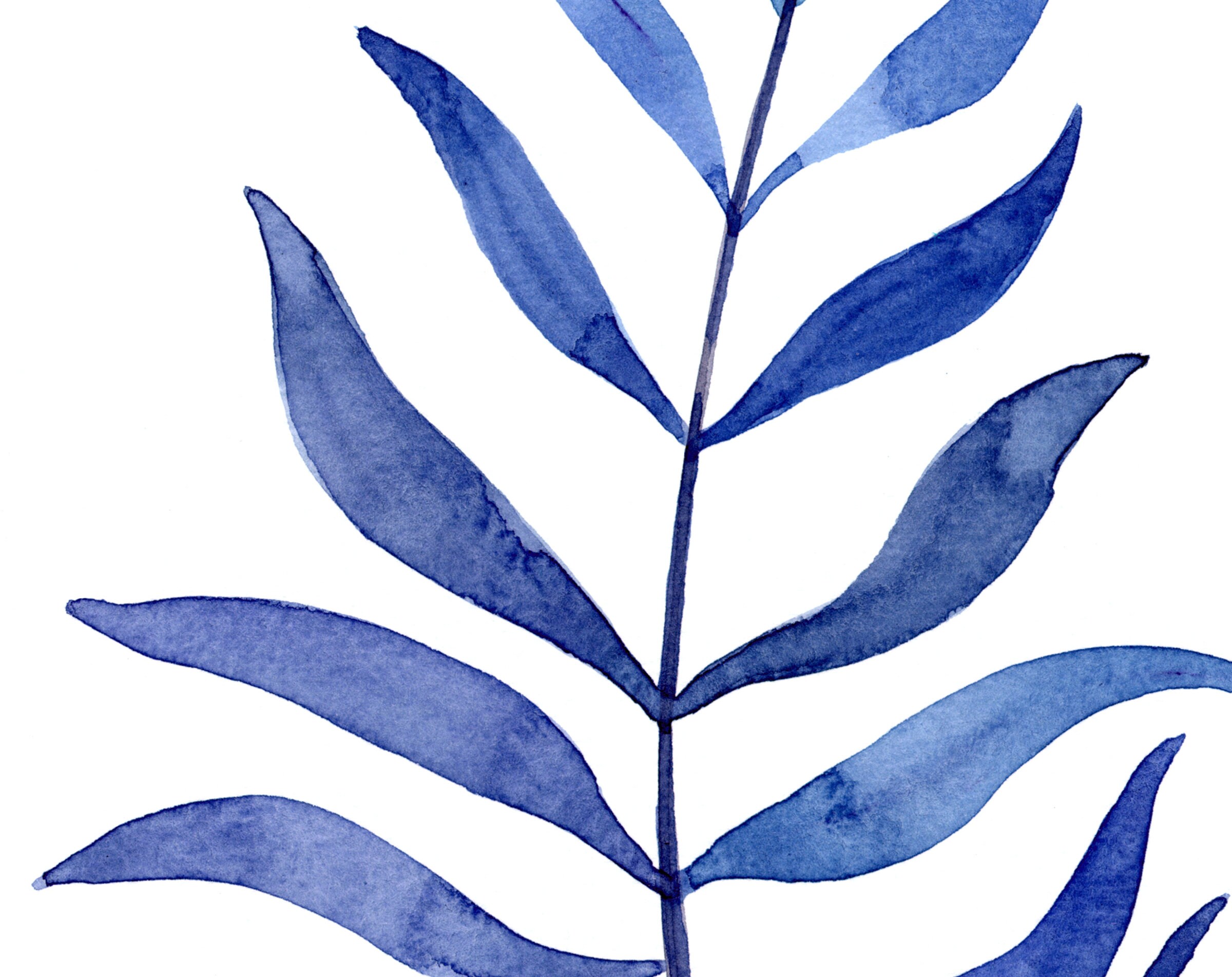 Blue Leaf Botanical Art Print Modern Office Painting Choice - Etsy ...
