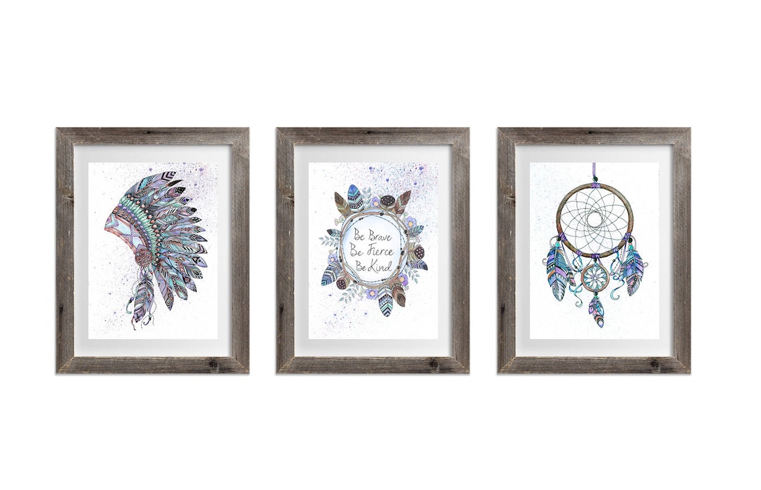 Tribal Zentangle Set (3) Watercolour Painting Prints - Dreamcatcher ...