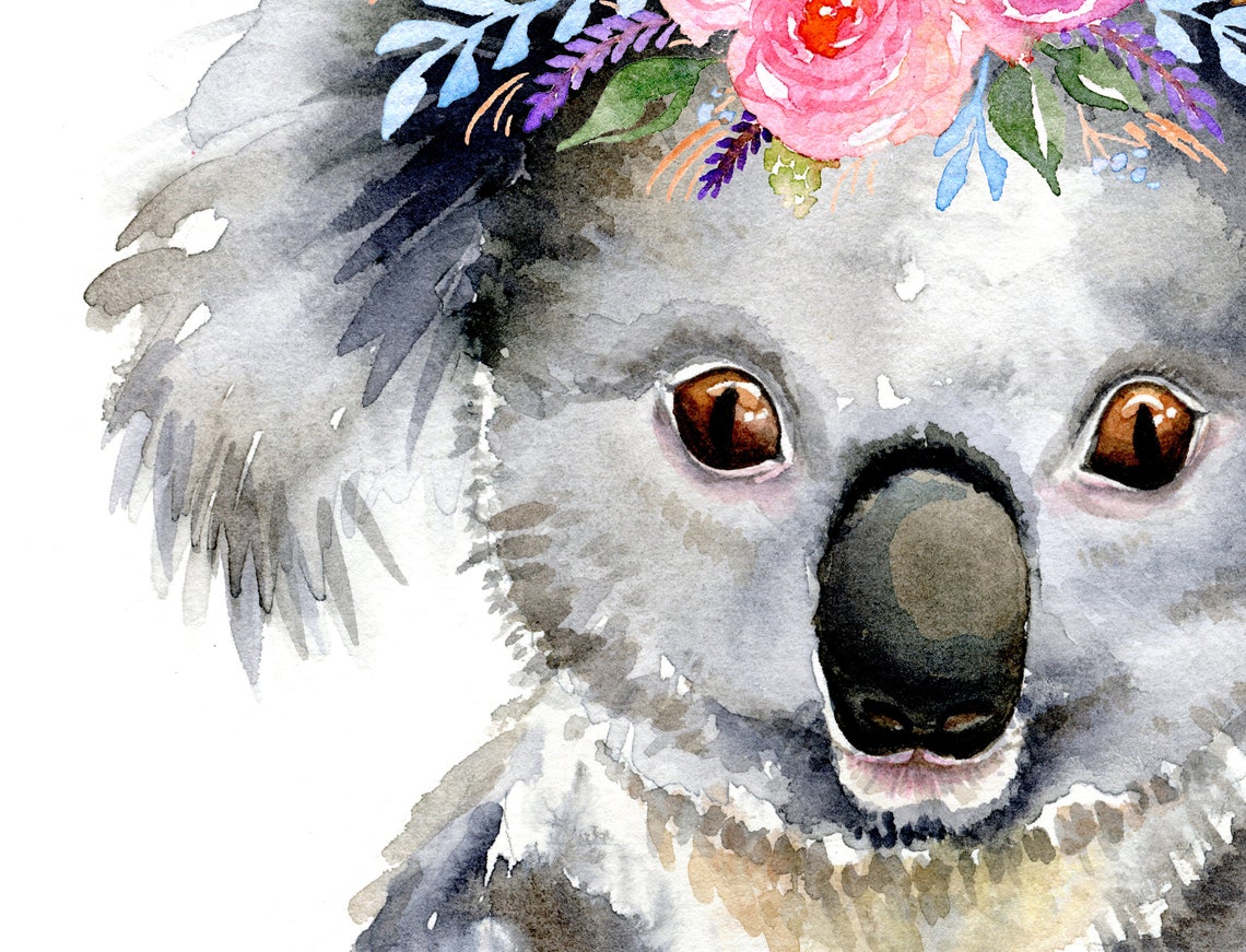 Flower Crown Animals Art Prints, Set of 6, Safari Nursery Wall Art ...