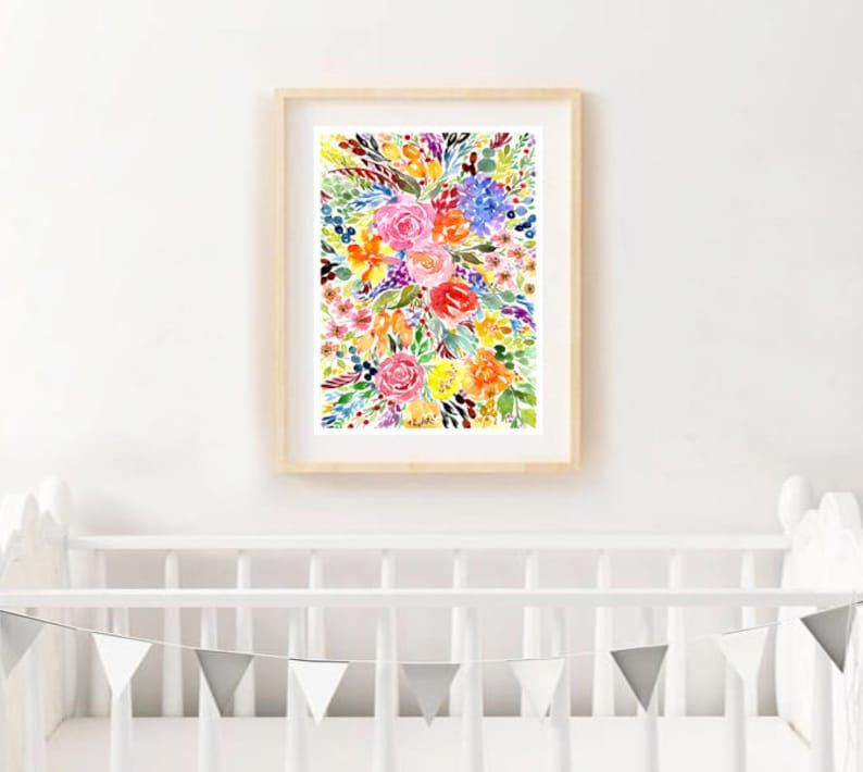 Colourful Spring Flowers Art Print Floral Watercolour - Etsy Australia