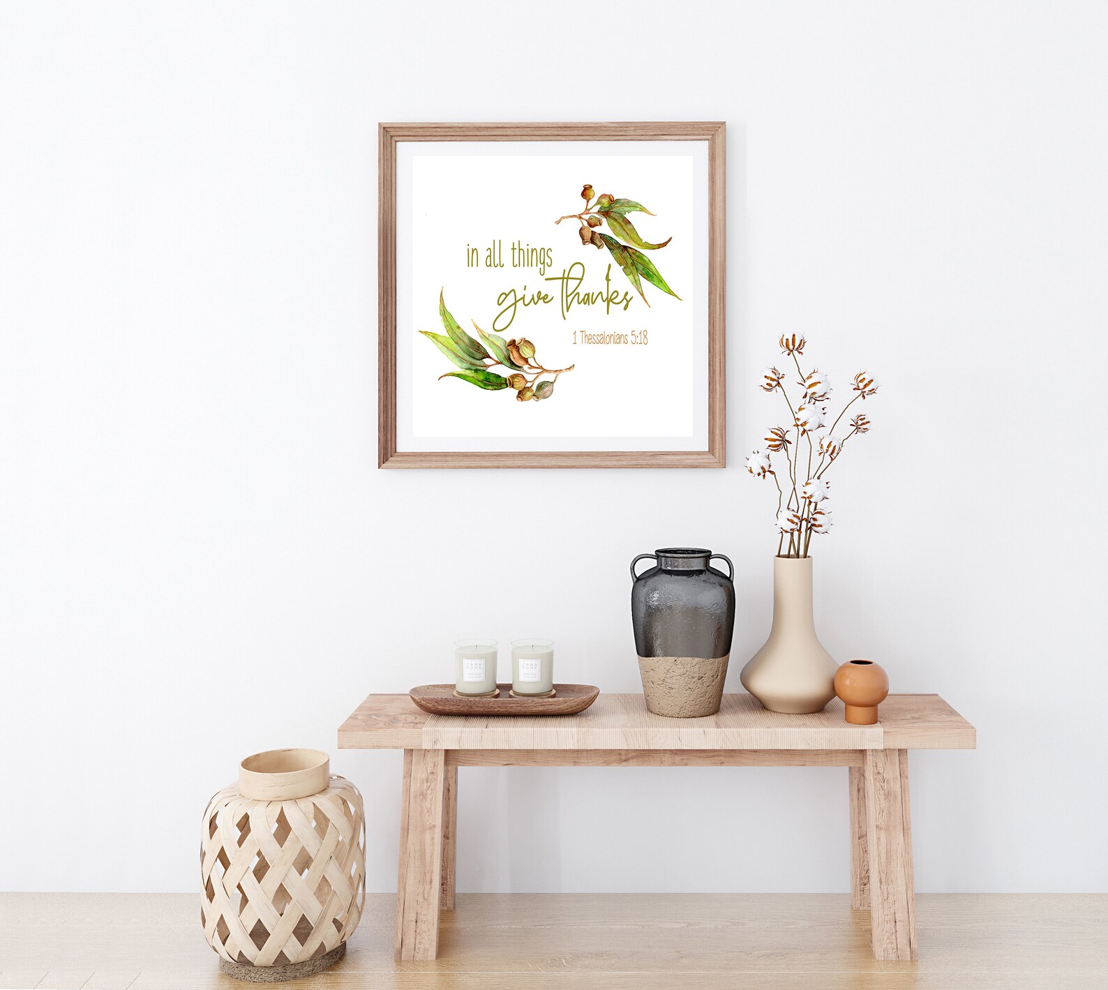 Bible Verse Art Print, in All Things Give Thanks, Thankfulness Quote 1 ...