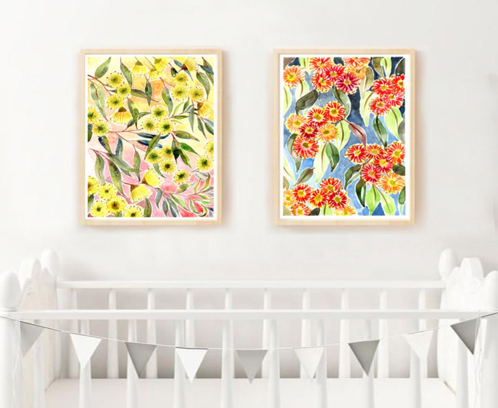 Australian Gum Blossom Art Prints Aussie flora wall art Set | Etsy