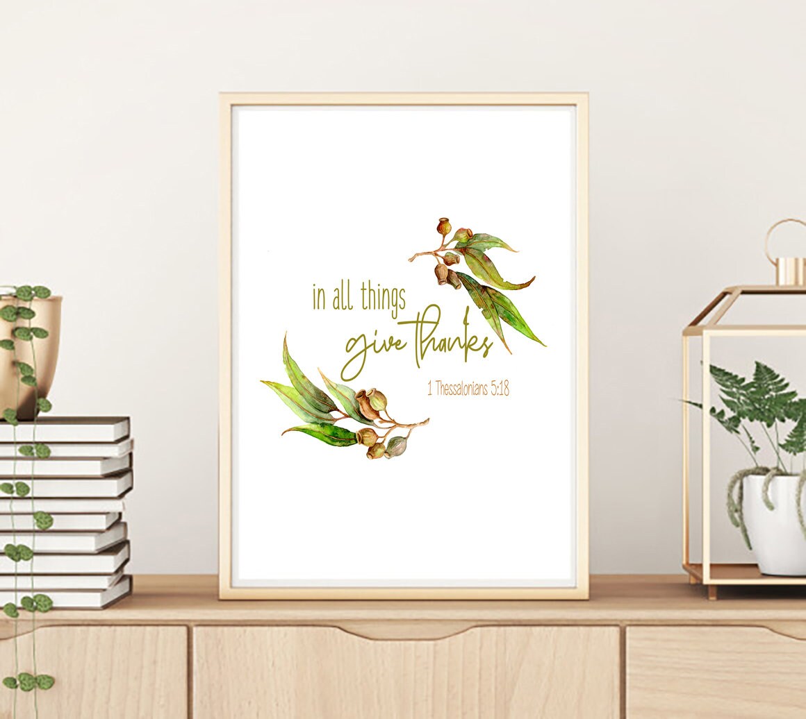Bible Verse Art Print in All Things Give Thanks Thankfulness - Etsy