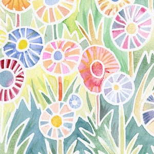 Rainbow & Toadstools Art Print, Colourful Abstract Children's Wall Art ...