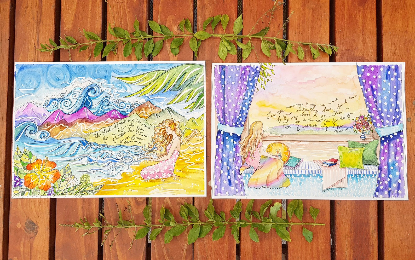 Bible Quotes Original Paintings / Scripture Wall Art Pair / | Etsy