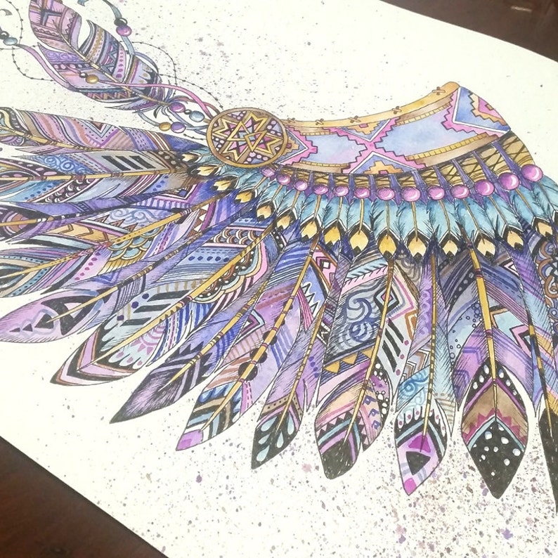 Purple Dreamcatcher OR Native American Indian Headdress Art - Etsy