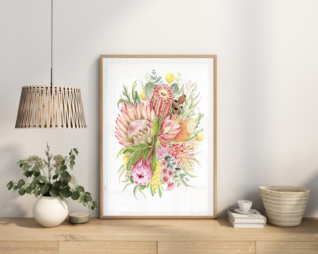 Native Australian Flower Bunch Art Print, Aussie Flora Wall Decor ...