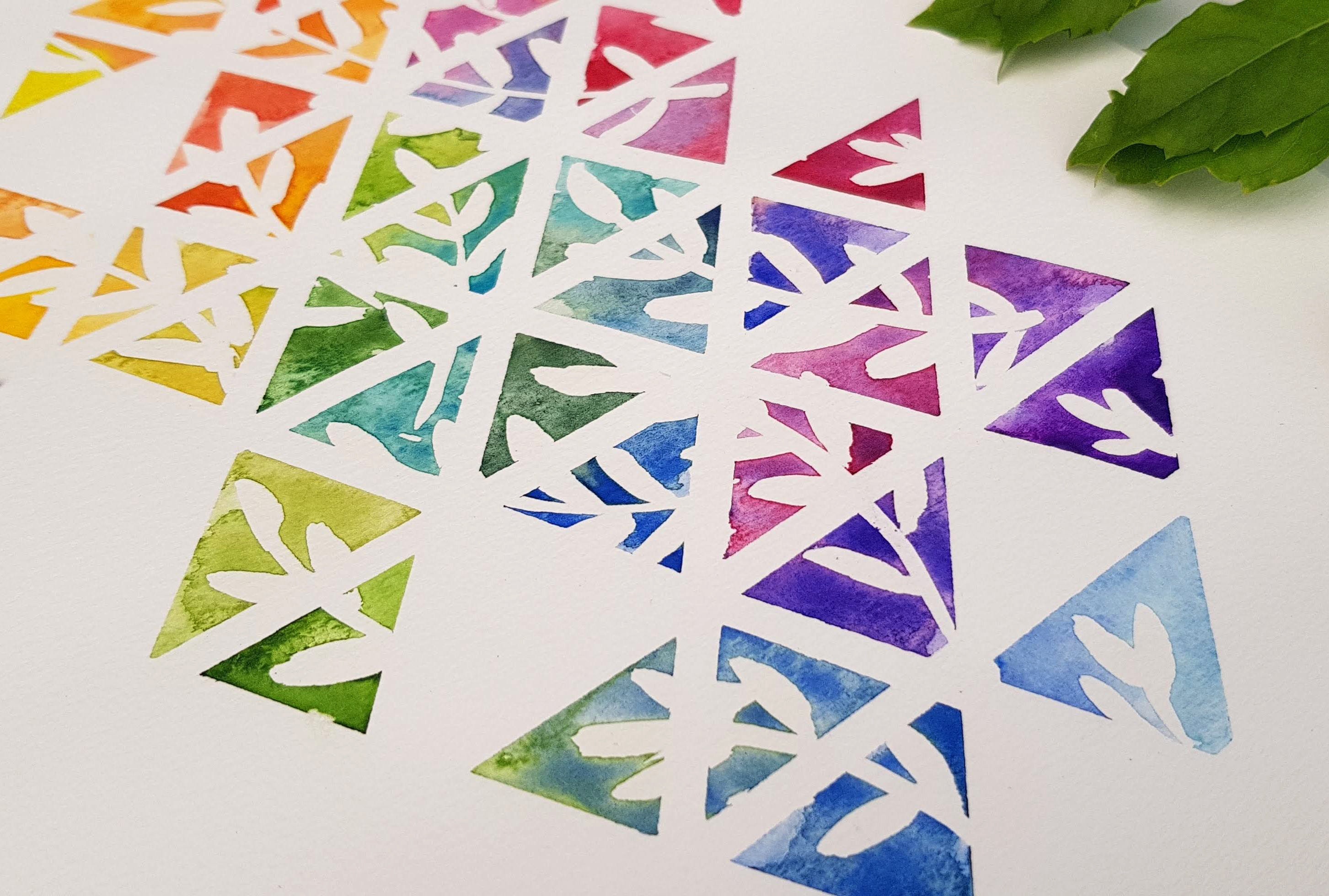 Colourful Rainbow Triangles Original Watercolour Painting - Etsy