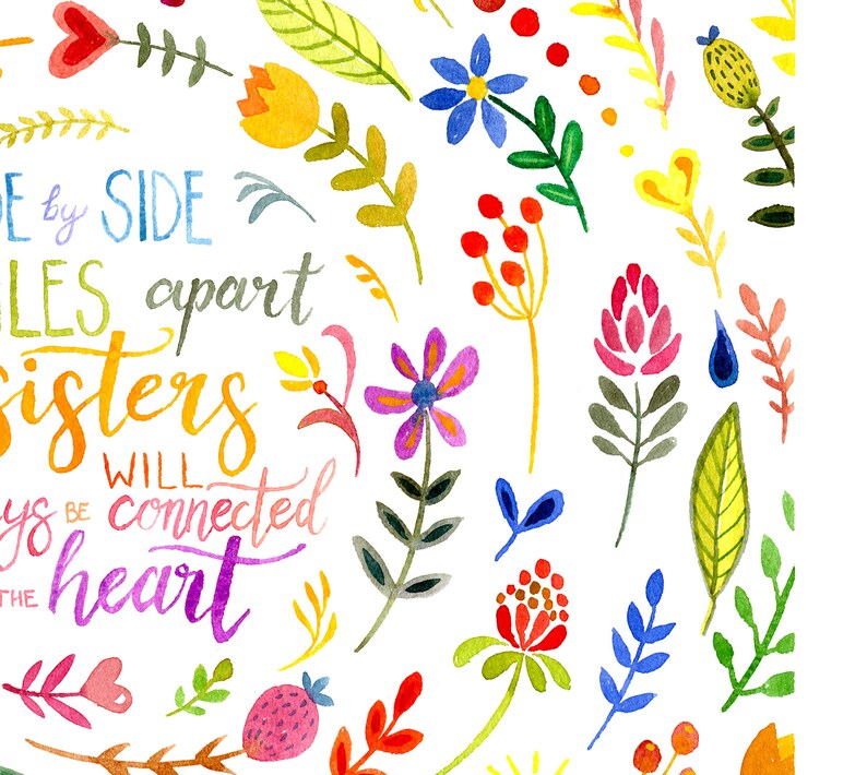 Sisters Quote Art Print Gift for Sister Decor Floral - Etsy