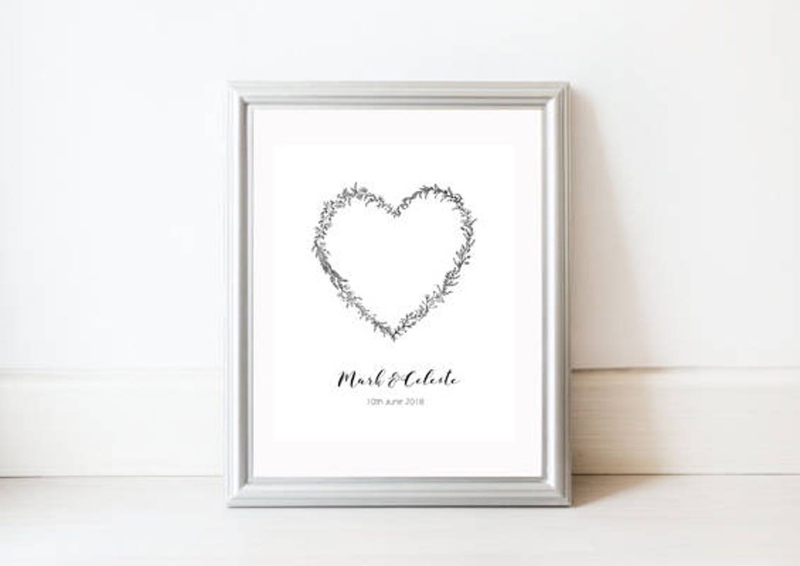 Fingerprint Guest Sign Heart Art Wedding Sign-in Guest Book | Etsy