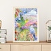 Budgies Art Print, Abstract Bird Painting, Colourful Watercolour ...