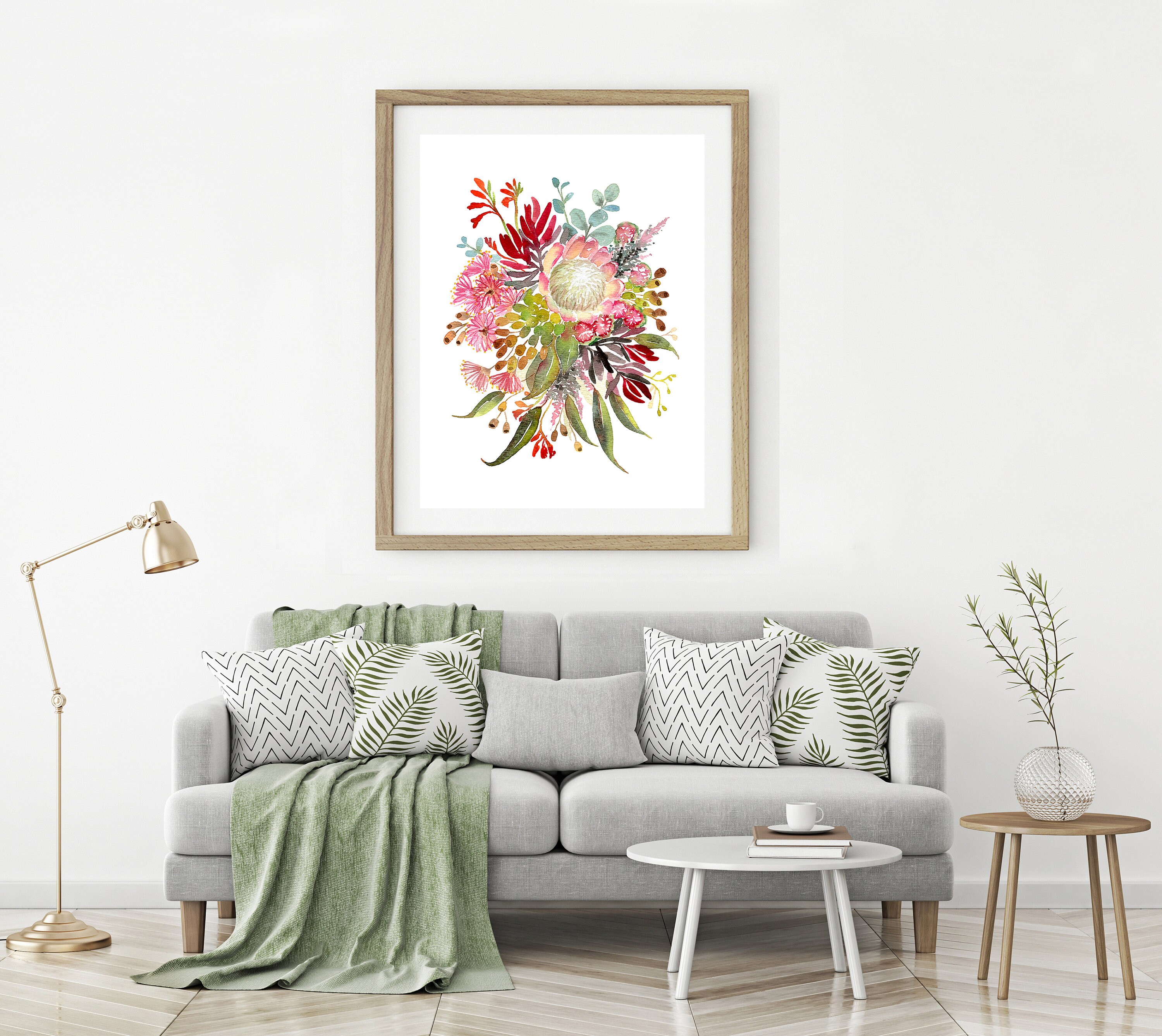 Australian Flowers Art Print, Native Aussie Flora Wall Decor, Protea ...
