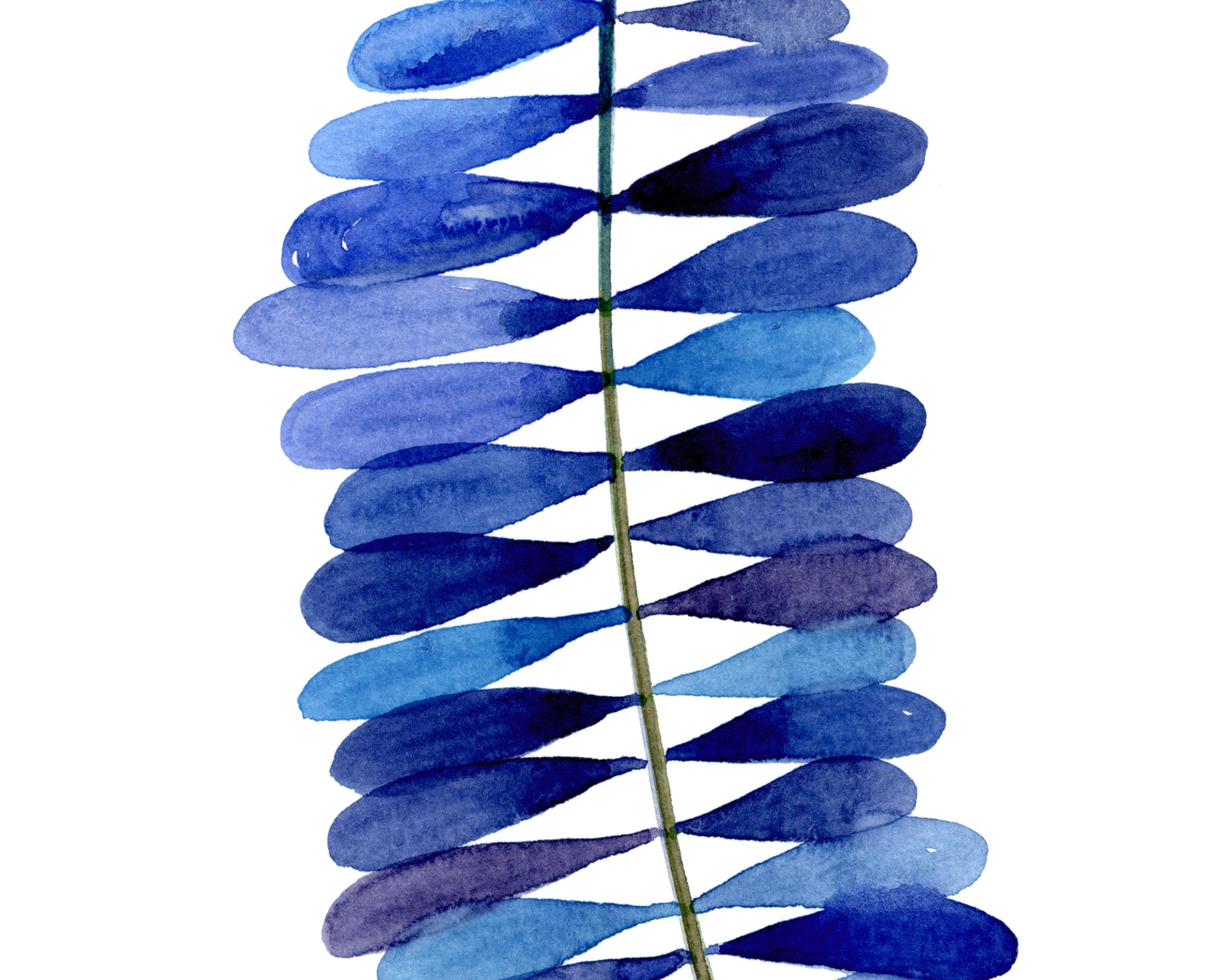 Blue Leaf Watercolour Art Prints / Set of 3 / Natural Leaves - Etsy ...