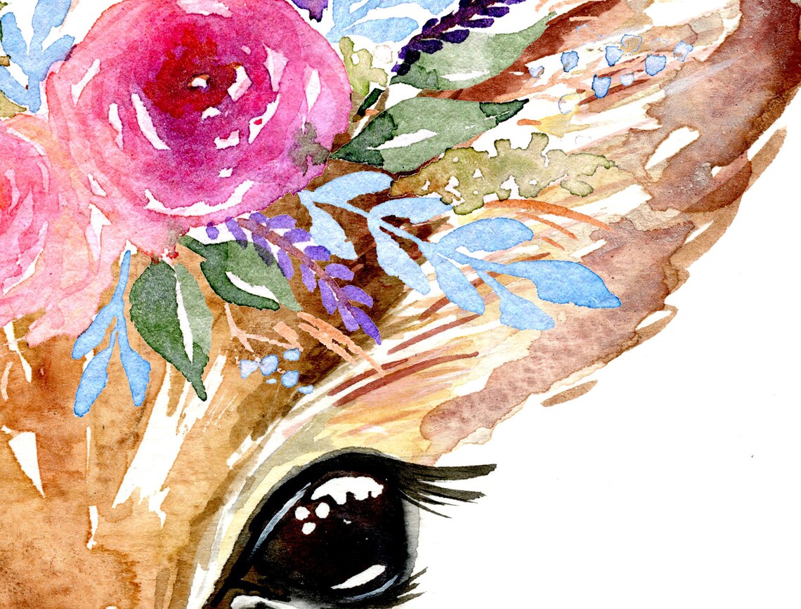 Flower Crown Animals Art Prints Set of 6 Safari Nursery Wall | Etsy ...